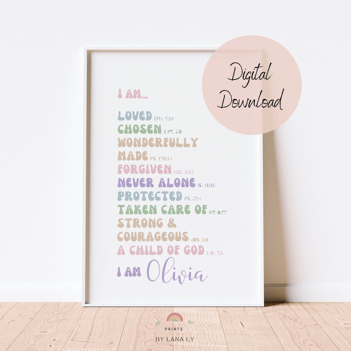 Christian Bible Affirmations for Kids, Sunday School Kids Room ...