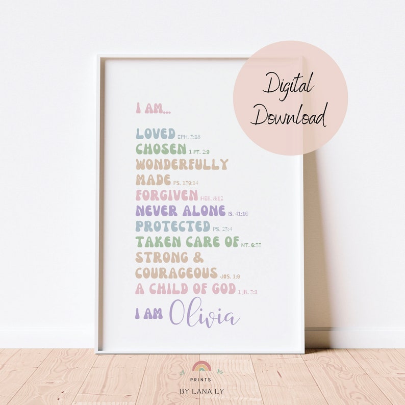 Christian Bible Affirmations for Kids, Sunday School Kids Room ...