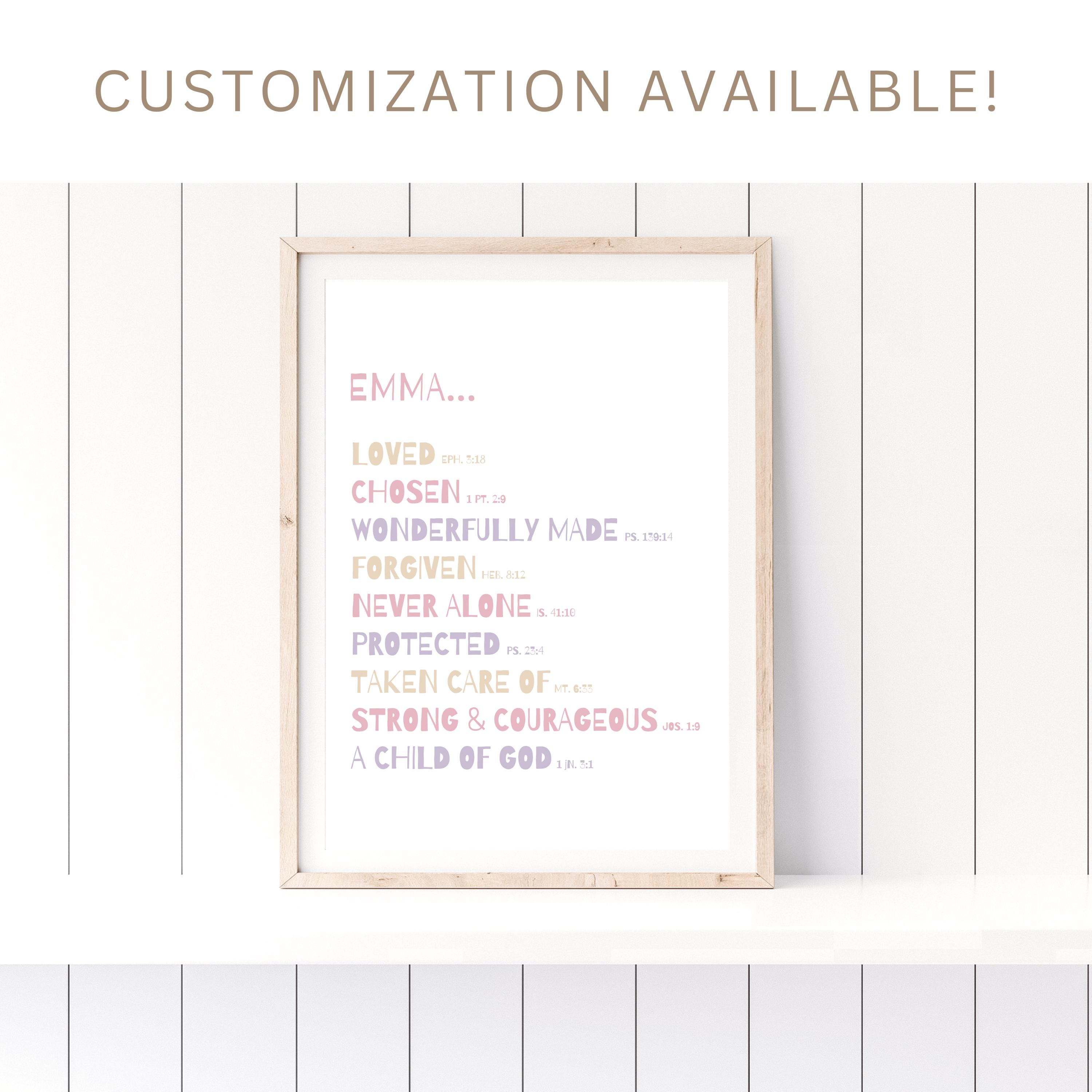 Christian Affirmations Art: Bible Verse Girl's Room Decor (PDF Files ...