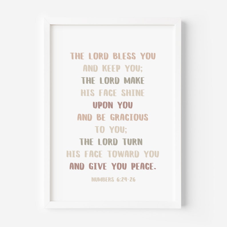 The Blessing Nursery Print, Kids Room Scripture Wall Art, Numbers 6 24-26 Print, Boho Nursery ...