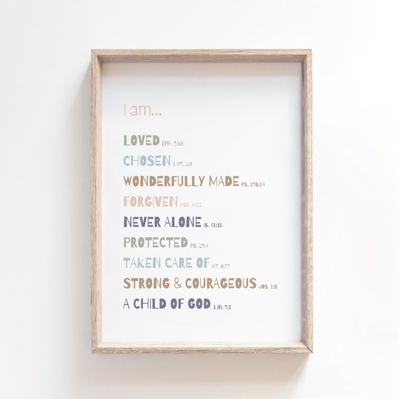 Christian Bible Affirmations for Kids, Sunday School Kids Room ...