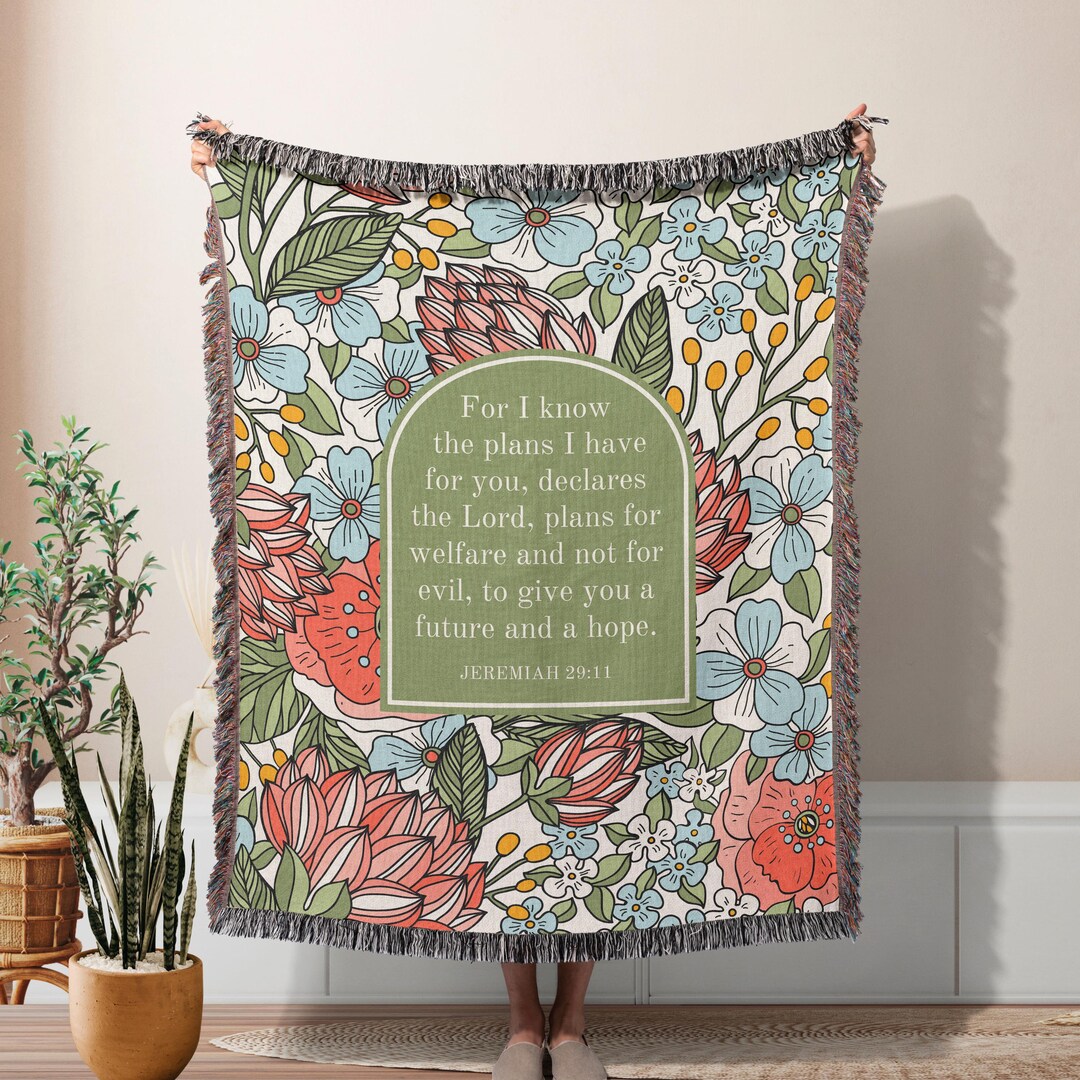 Jeremiah 29 11 Woven Tapestry, Scripture Decor, Colorful Throw Blanket ...