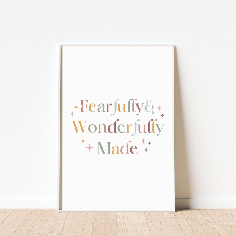 I Am Fearfully and Wonderfully Made, Christian Nursery Printable Wall ...