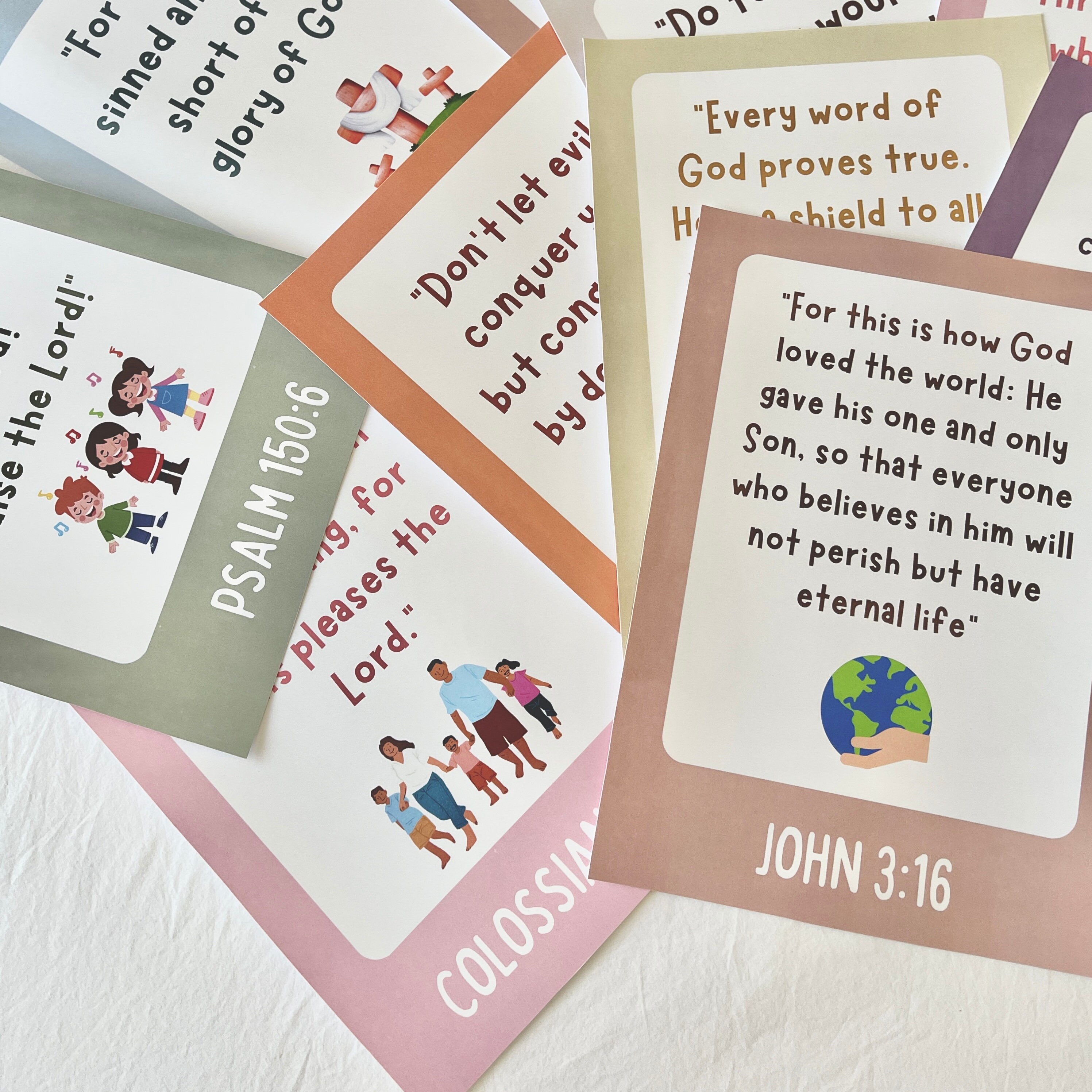 Scripture Memory Verse Cards for Kids, Kids Bible Verse Cards Set ...