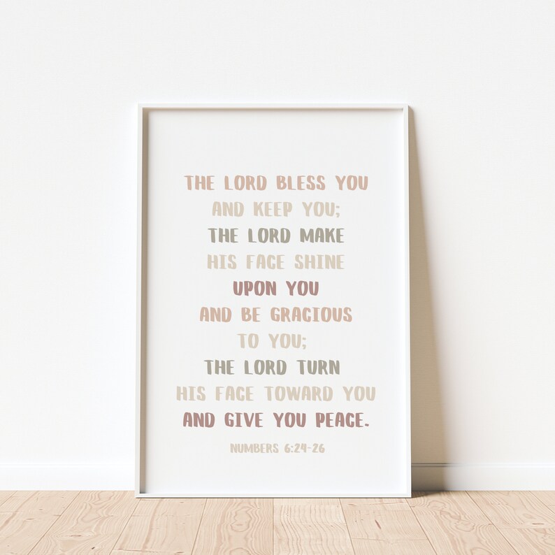 The Blessing Nursery Print, Kids Room Scripture Wall Art, Numbers 6 24 ...