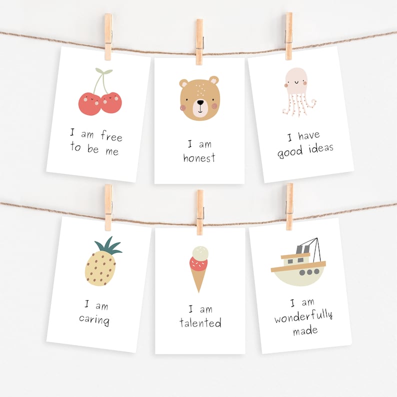 30 Positive Affirmation Cards, Montessori Flashcards, Daily ...