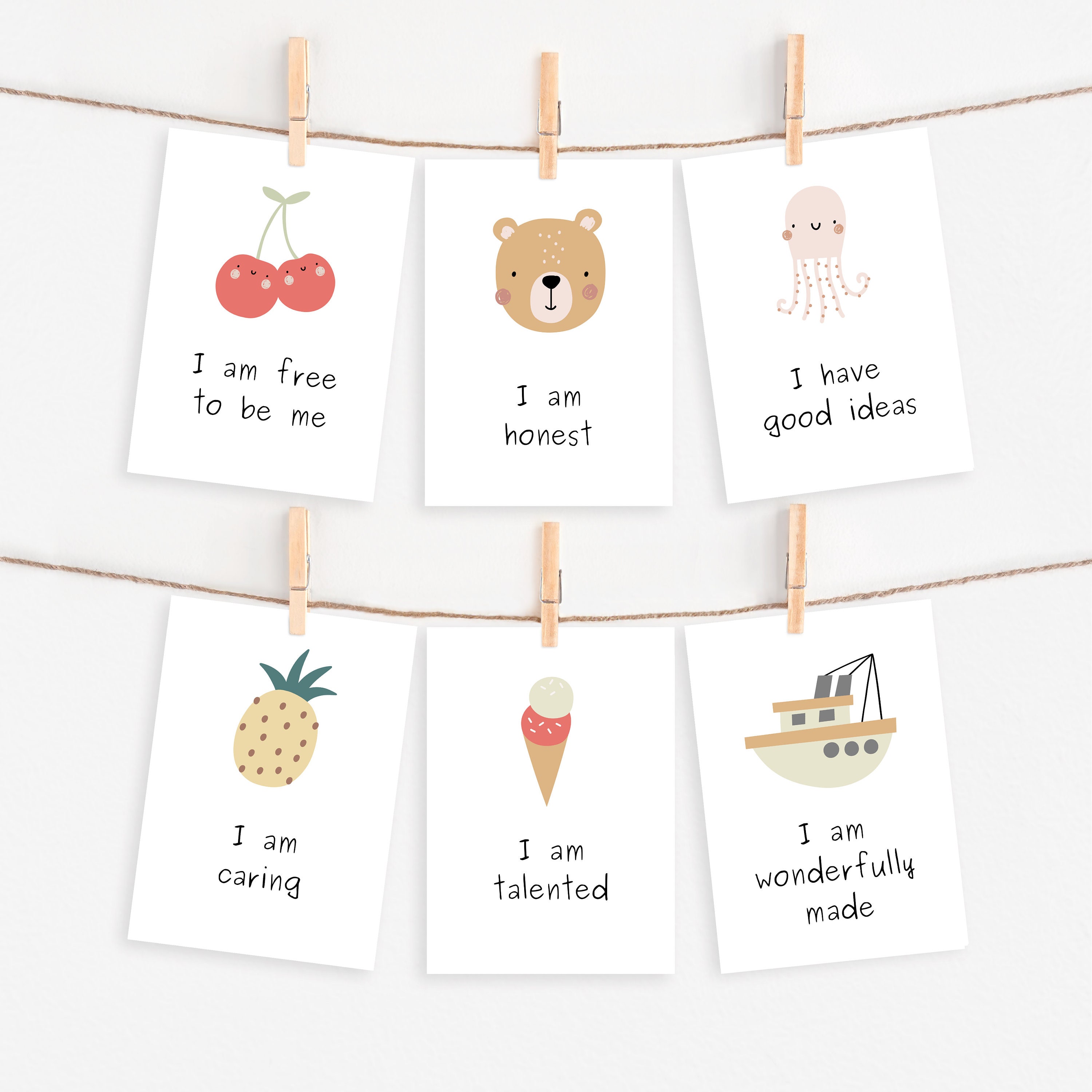 30 Positive Affirmation Cards, Montessori Flashcards, Daily ...