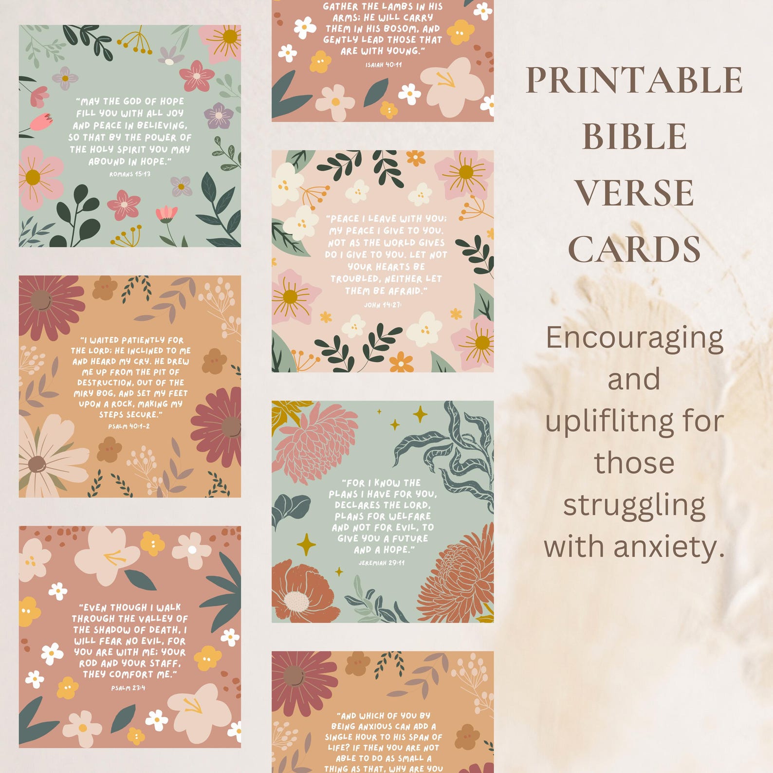 PRINTABLE Bible Verse Cards for Anxiety, Bible Affirmation Cards ...
