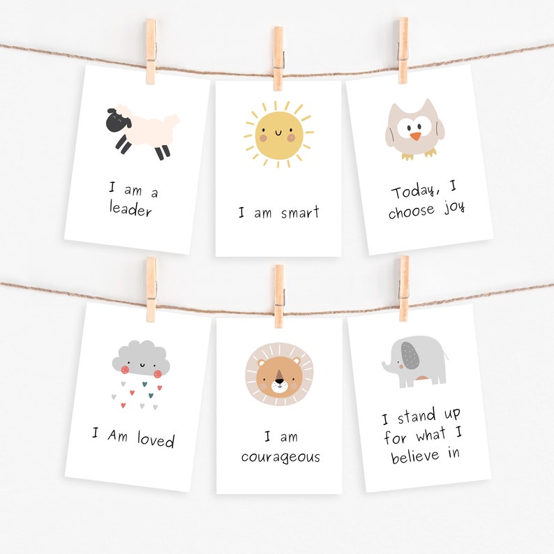 30 Positive Affirmation Cards, Montessori Flashcards, Daily ...