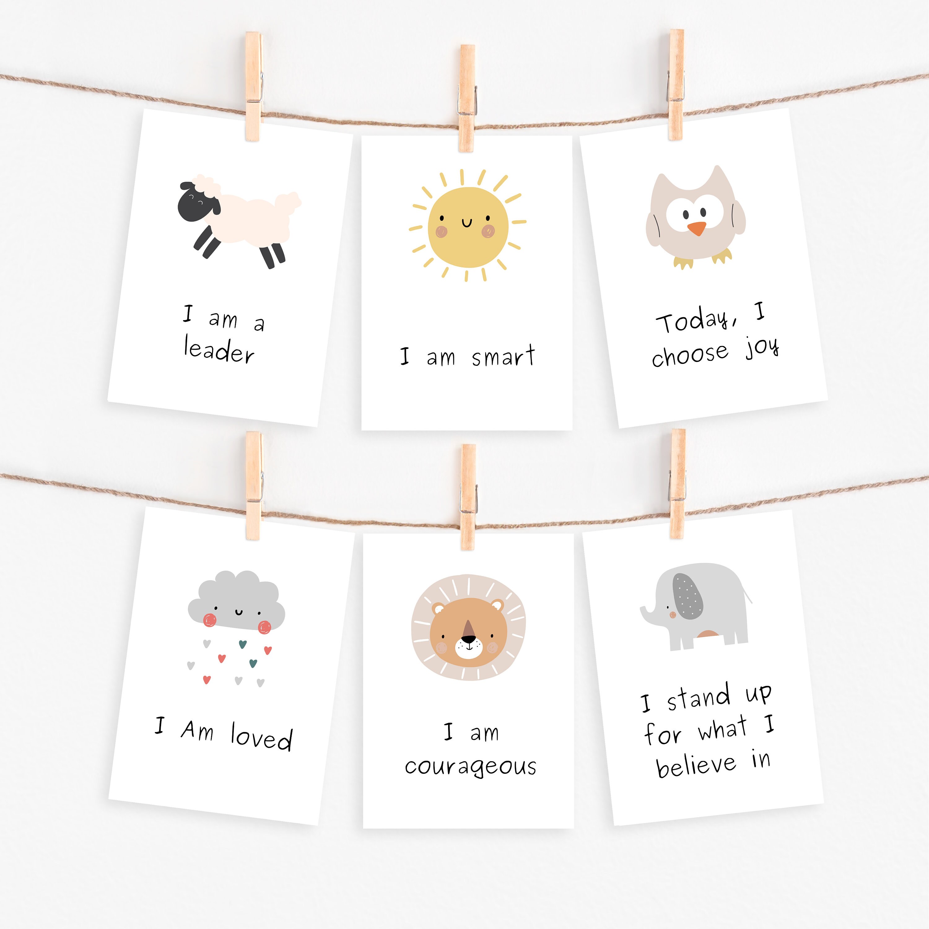 30 Positive Affirmation Cards, Montessori Flashcards, Daily ...