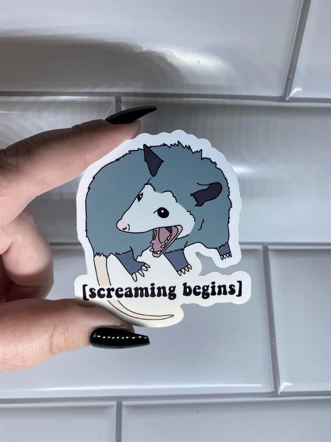 Possum Sticker Screaming Begins Opossum Sticker Sticker for Laptop ...