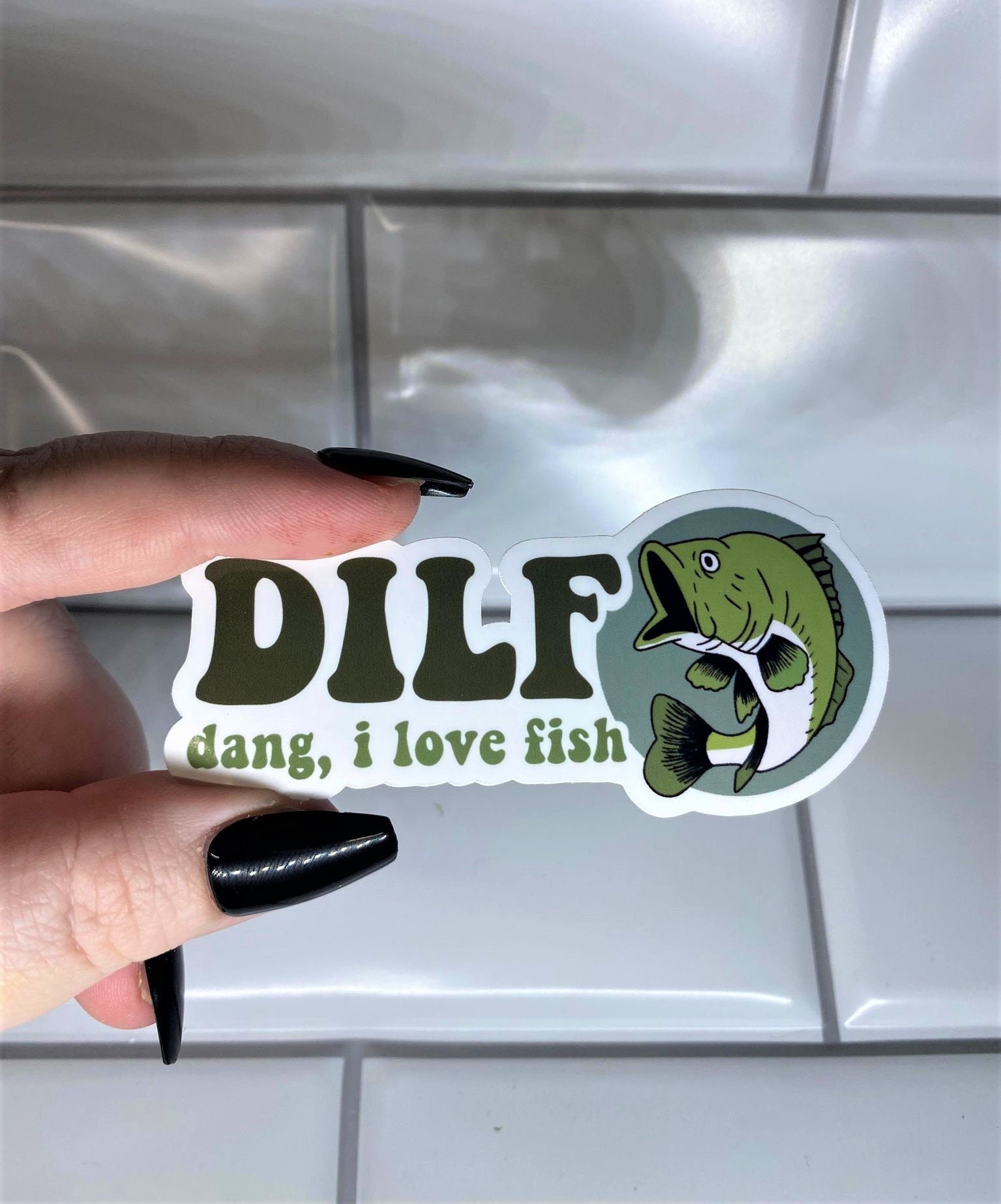 DILF Funny Fish Meme Sticker - Etsy