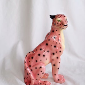 Small Pink Leopard Resin Statue Mid-century Inspired Big Cat Animal ...