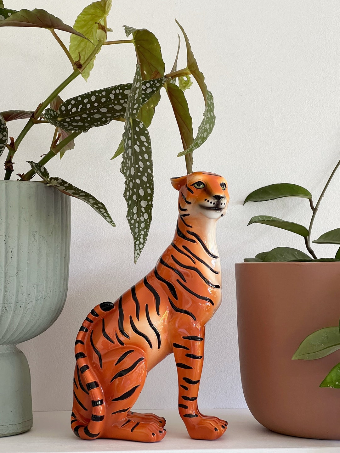 Small Classic Tiger Resin Statue - Mid-century Inspired - Big Cat ...