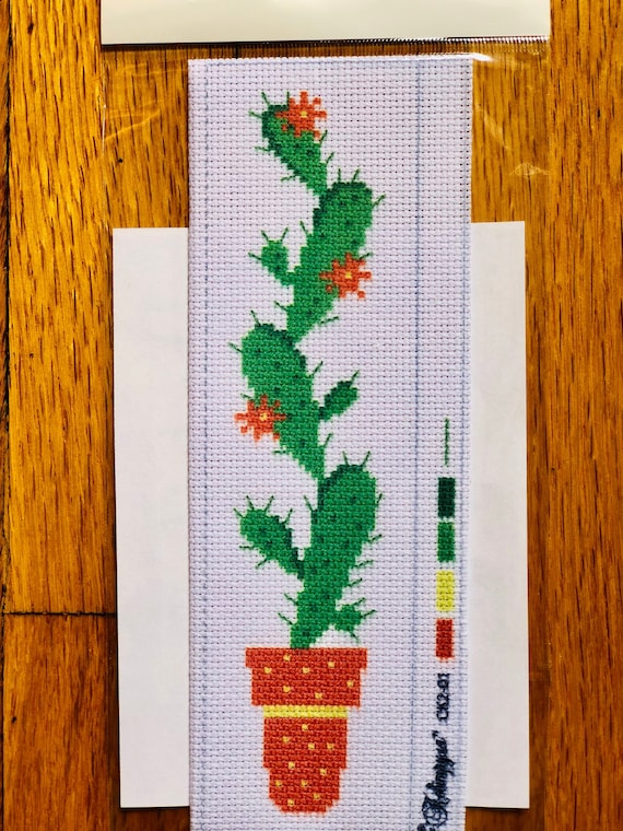 Cactus Cross Stitch Needlepoint New Pre-stamped Bookmark - Etsy