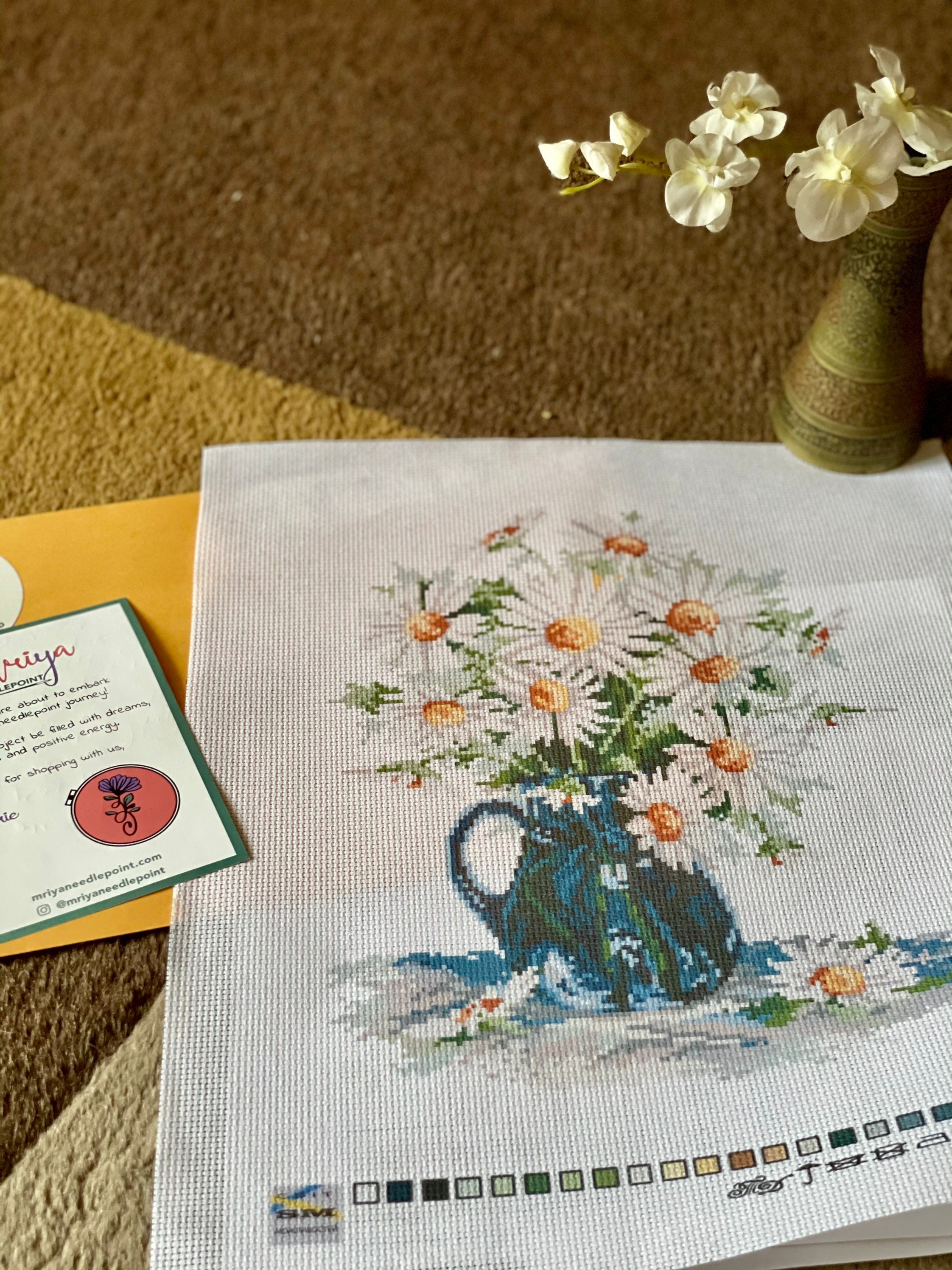 Daisy Stamped Needlepoint Prestamped Daisies Cross Stitch Flowers ...