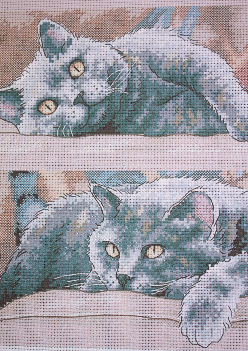 Cats Cross Stitch Needlepoint Stamped Needlepoint Design - Etsy