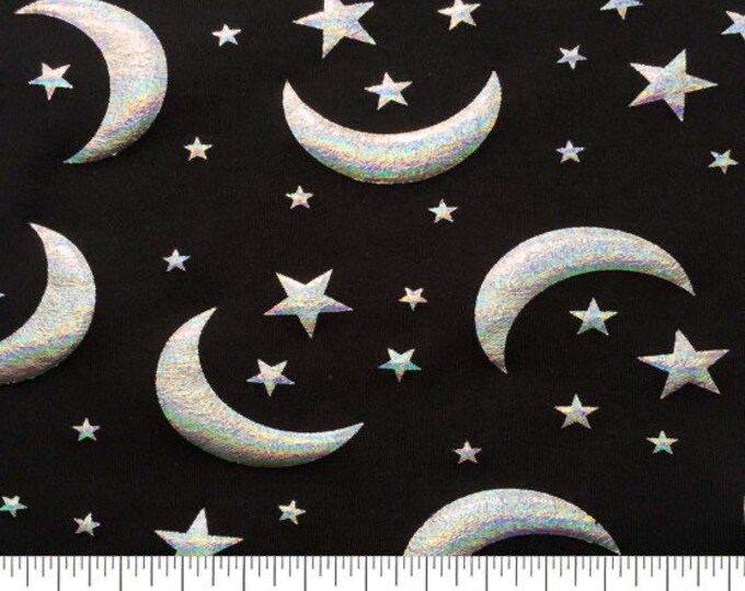 Holographic Moon and Stars Knit Fabric - Etsy