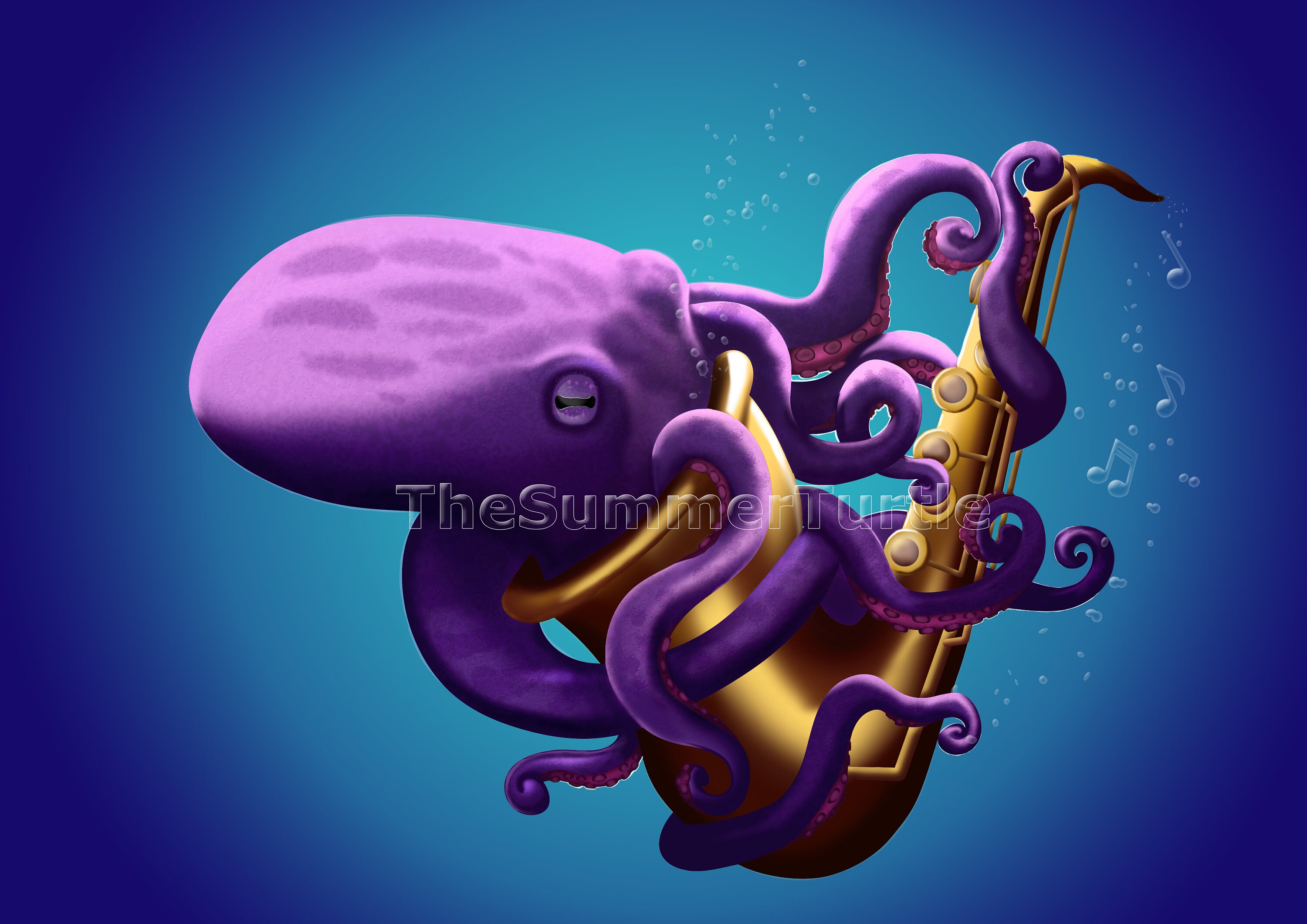 Saxophone Octopus Artwork Printable Instant Download Jpeg, Png - Etsy