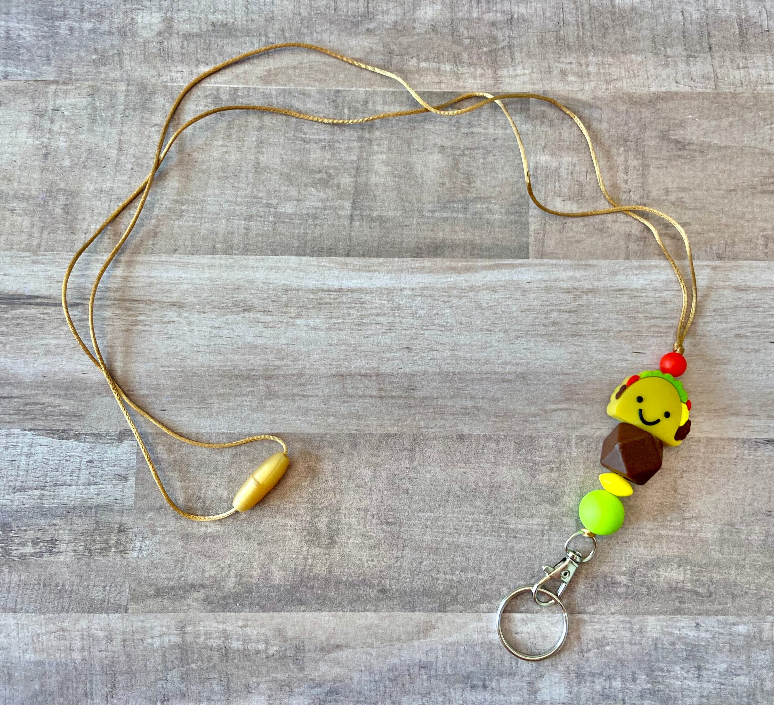 Taco Silicone Bead Lanyard Keychain / Badge Holder / Teacher Lanyard ...