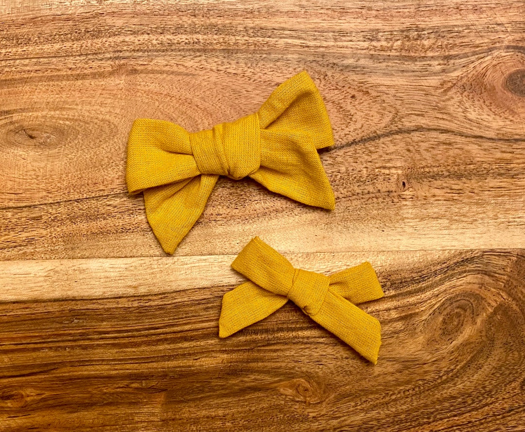 Solid Golden Mustard Yellow Fabric Bow Headband / Clip / Hair Accessory ...