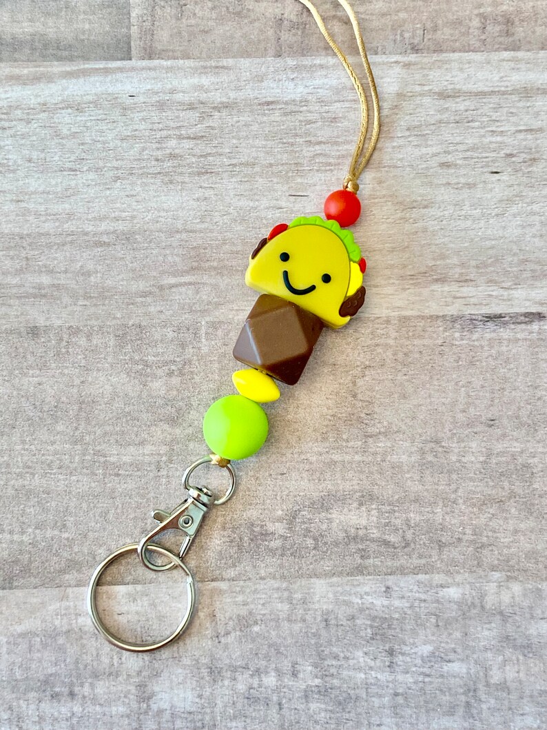 Taco Silicone Bead Lanyard Keychain / Badge Holder / Teacher Lanyard ...