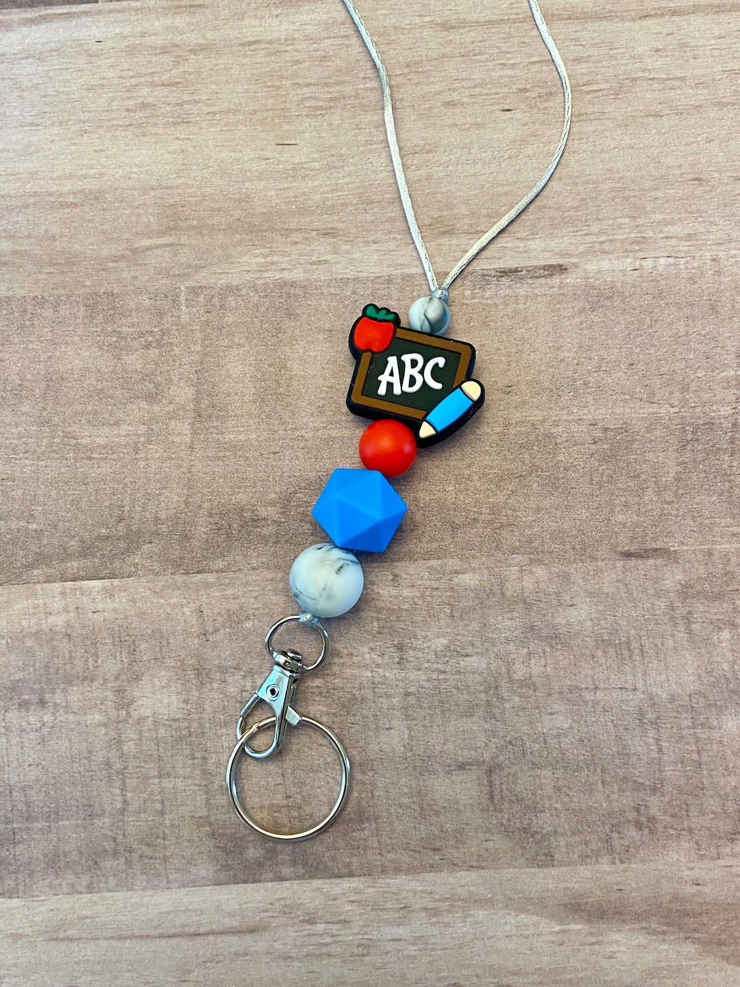 Chalkboard Teacher Silicone Bead Lanyard Keychain / Badge Holder ...