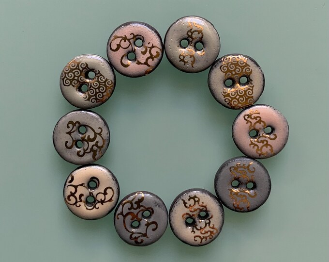 10 Buttons Grey/beige With Precious Metal Plating 16 Mm - Etsy