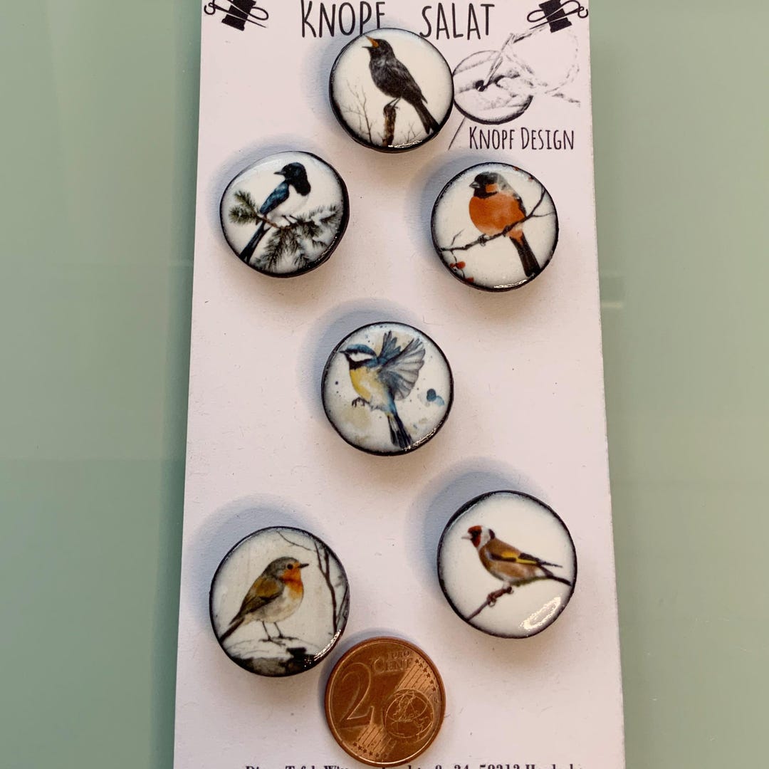 6 Buttons “garden Birds” 22 Mm - Etsy