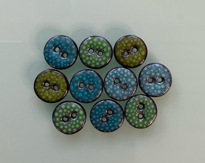 10 Grey/green/turquoise Confetti Buttons 18 Mm - Etsy