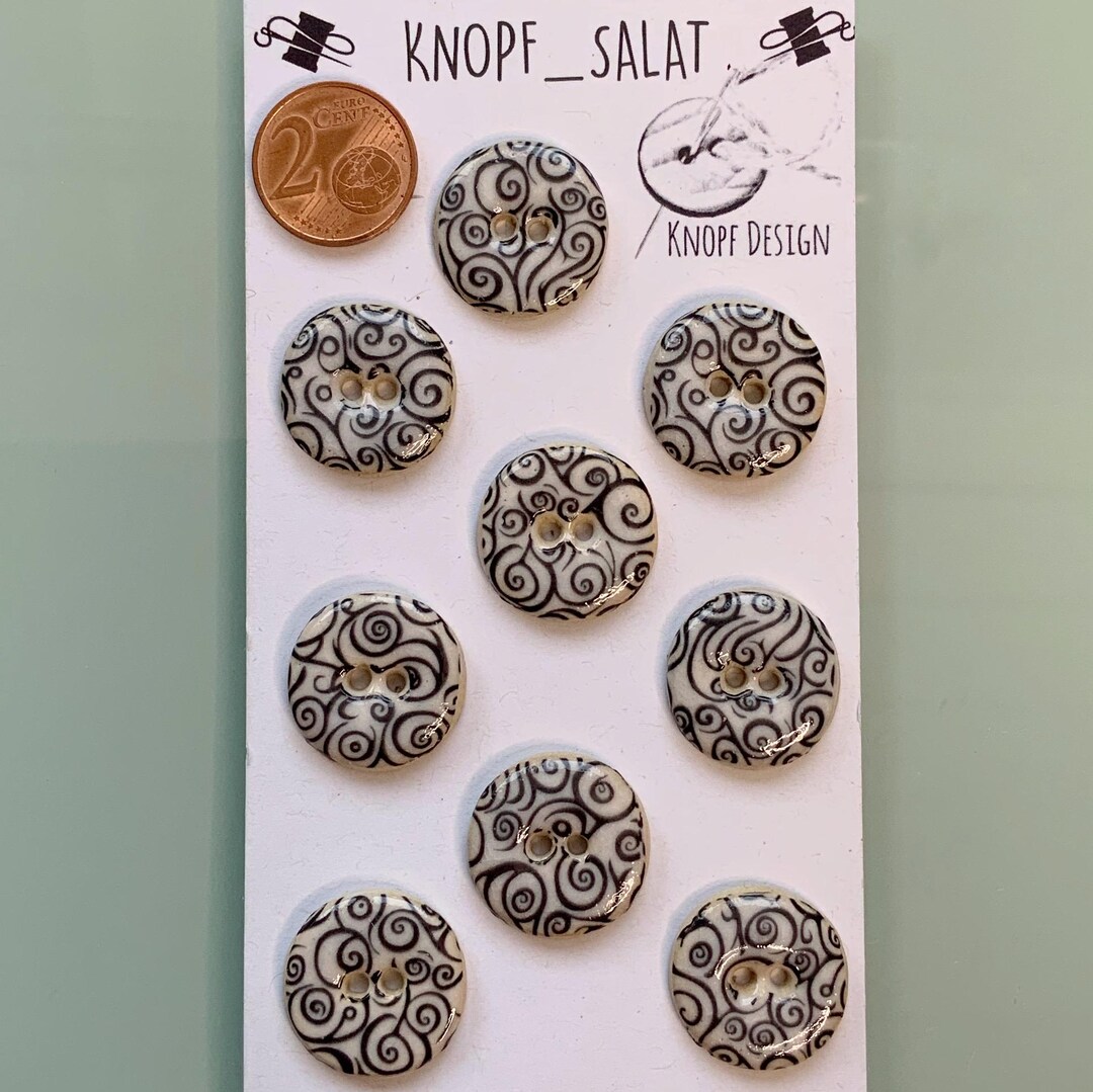 9 Buttons “playful Spirals” 20 Mm - Etsy