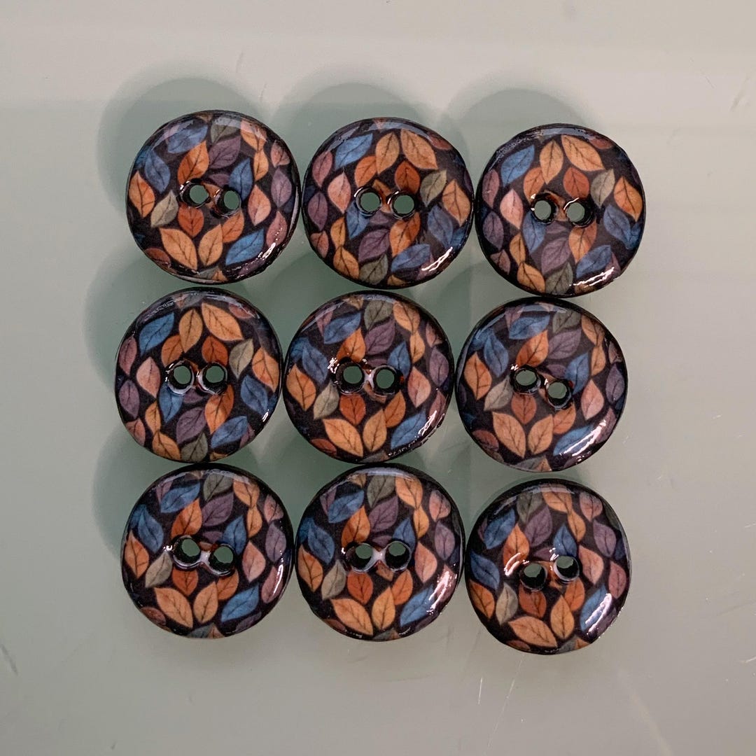 9 Buttons Blue Green Fantasy Pattern 20 Mm - Etsy