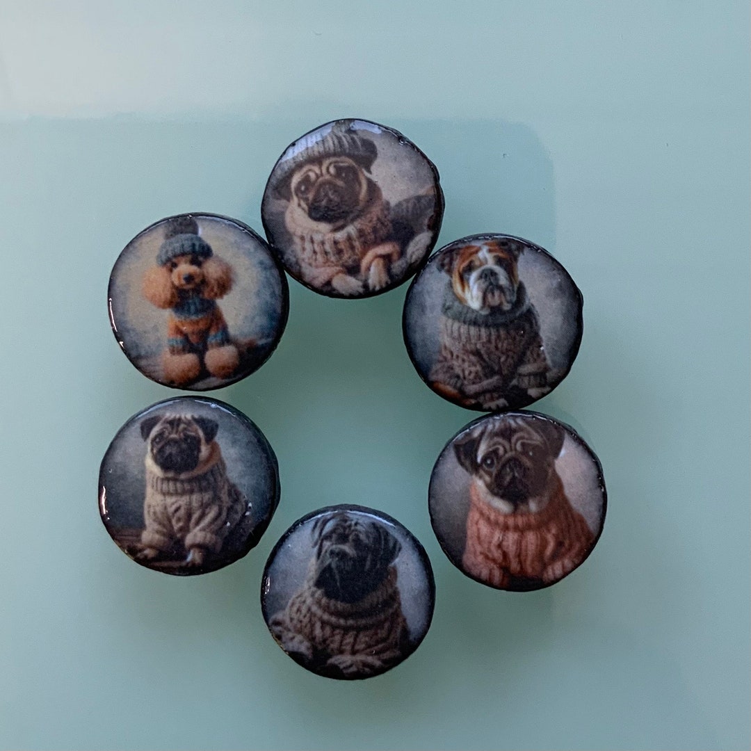 6 Buttons With Pugs, Poodles and Others 20 Mm - Etsy