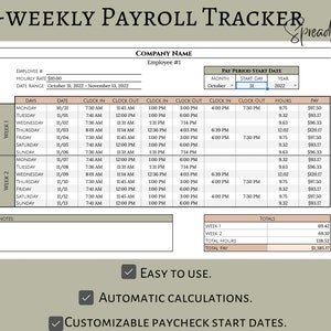 Biweekly Payroll Tracker Spreadsheet | Financial Planner | Google ...