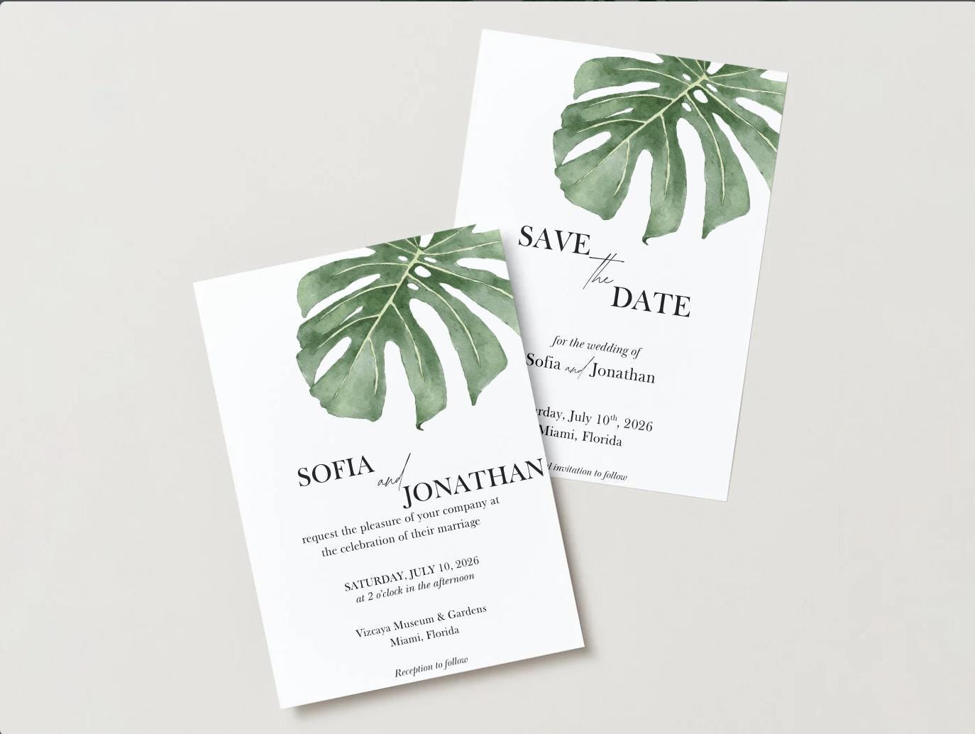 Tropical Monstera Wedding Invitation Suite – Printable Editable ...