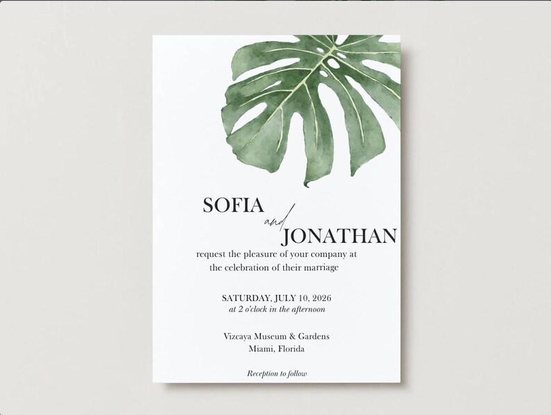 Tropical Monstera Wedding Invitation Suite – Printable Editable ...