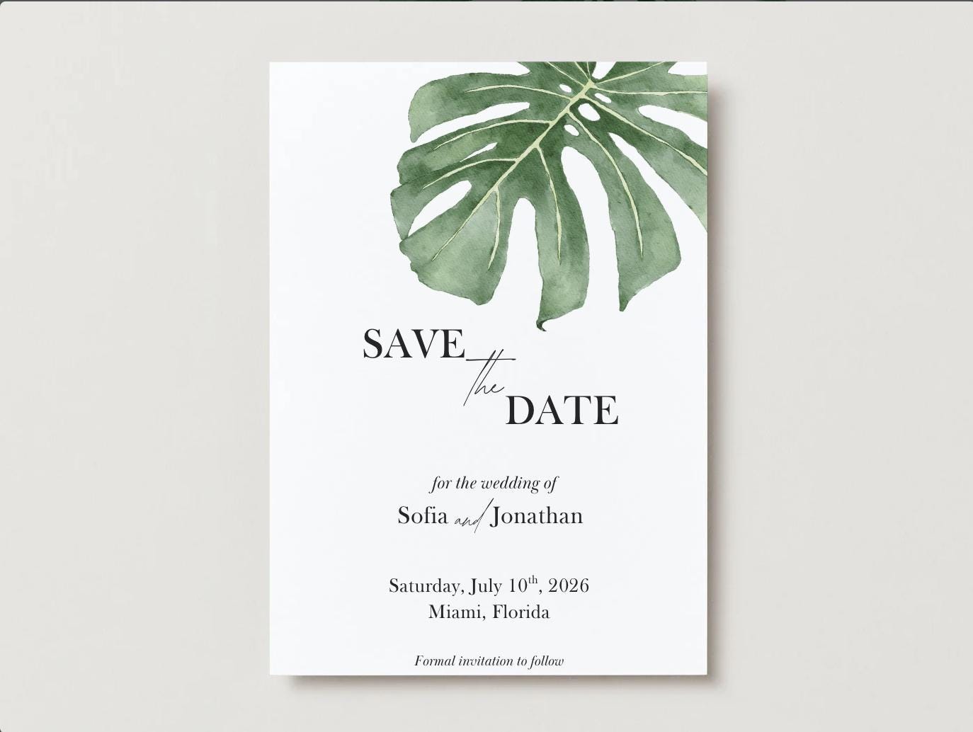 Tropical Monstera Wedding Invitation Suite – Printable Editable ...