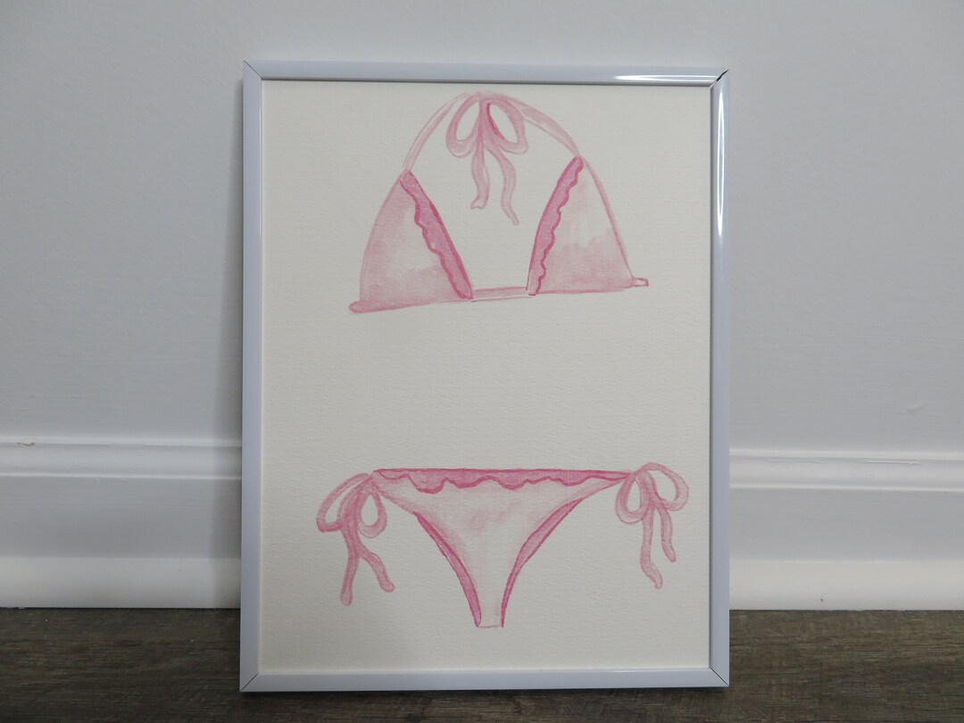 Pink Bikini Watercolor Print - Etsy