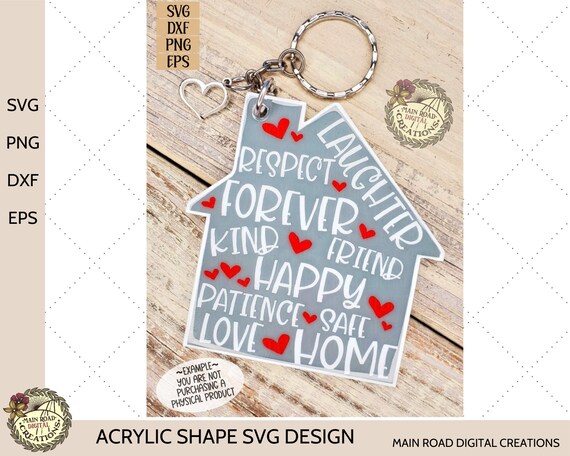 Acrylic Shape Svg-new Home Keychain-house Cut File With Love - Etsy