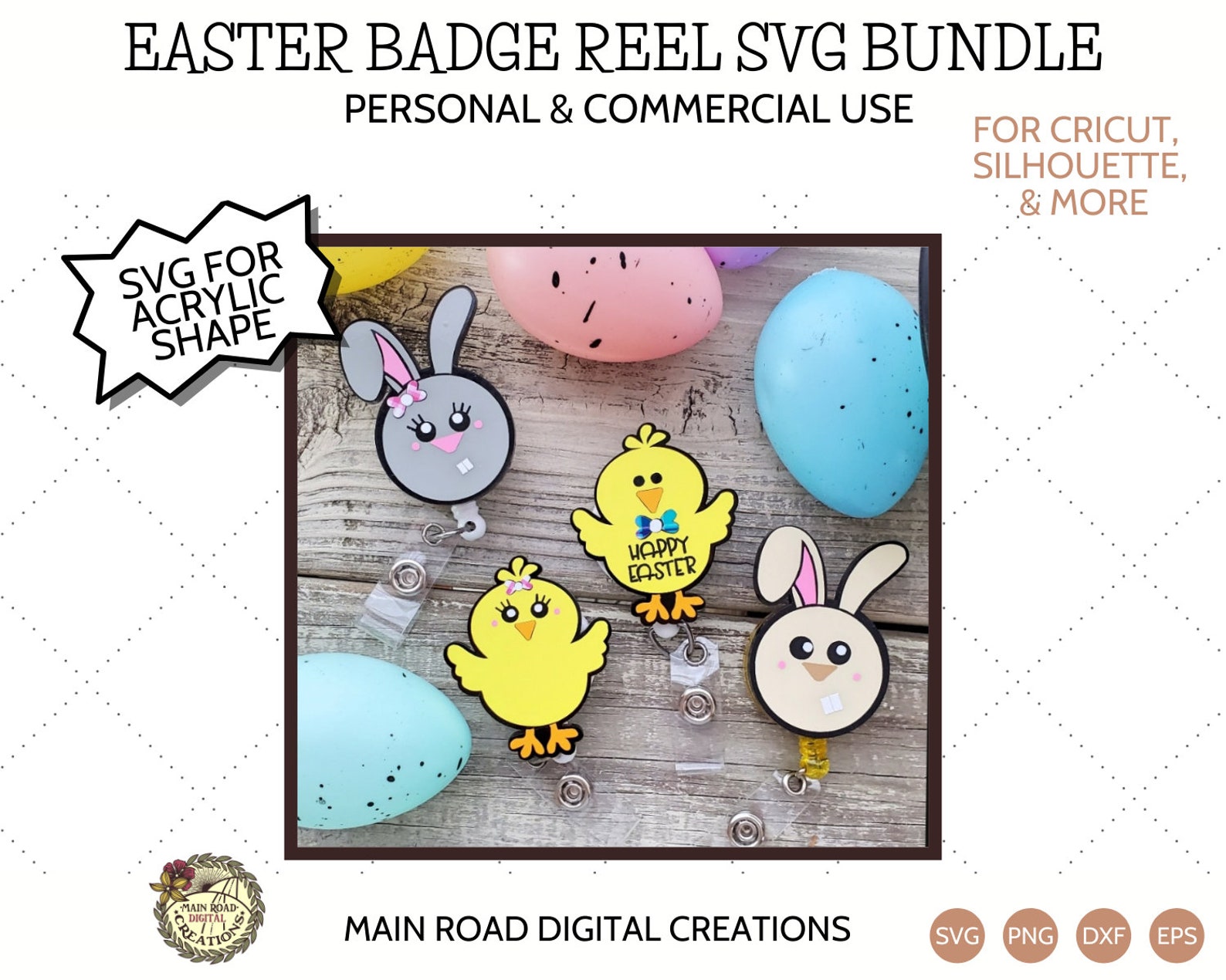 Acrylic Badge Reel Shape Svg-easter Badge Reel Bundle-easter | Etsy