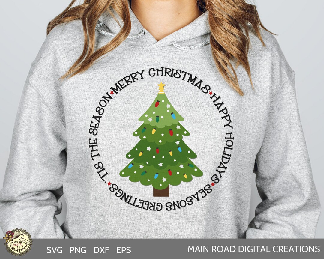 Merry Christmas Tree Round Christmas Svg-christmas Tree Design With ...