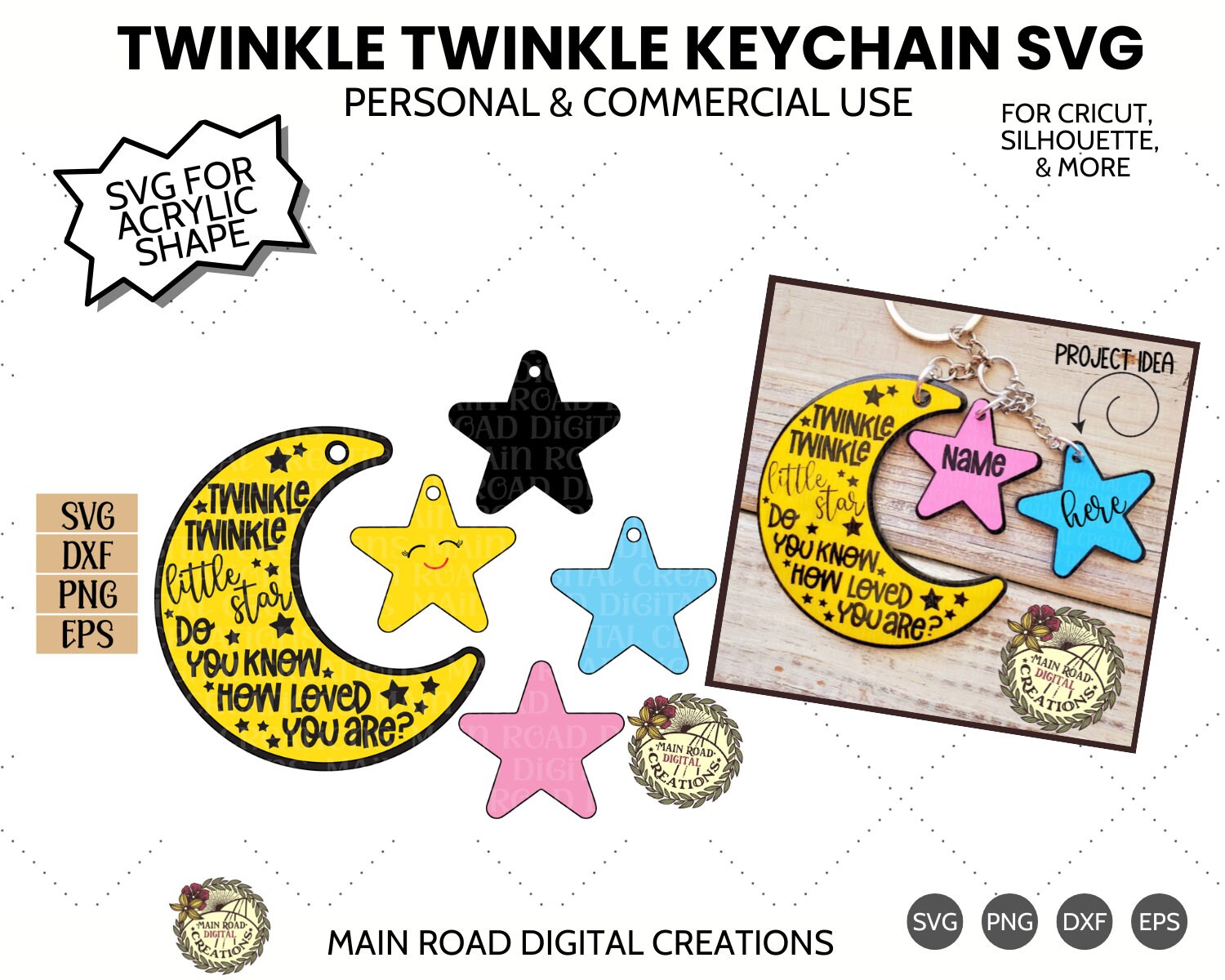 Acrylic Shape Keychain Svg-twinkle Twinkle Little Star Svg-crescent ...