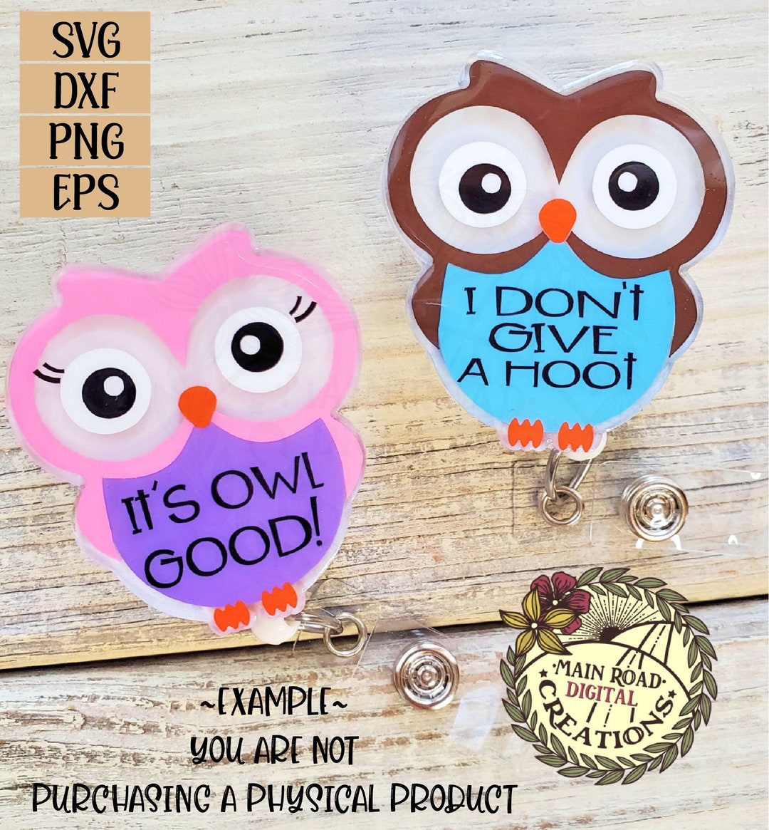 Acrylic Shape Badge Reel SVG Bundle-3 Designs-owl Badge Reel-acrylic ...