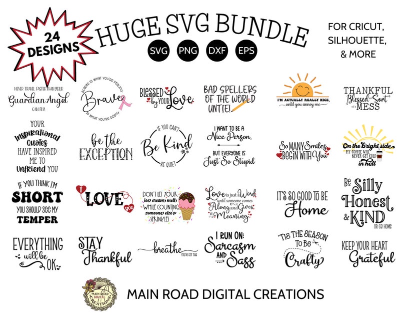 Huge SVG Bundle-collection of 24 SVG Cut Files-digital Downloads for ...