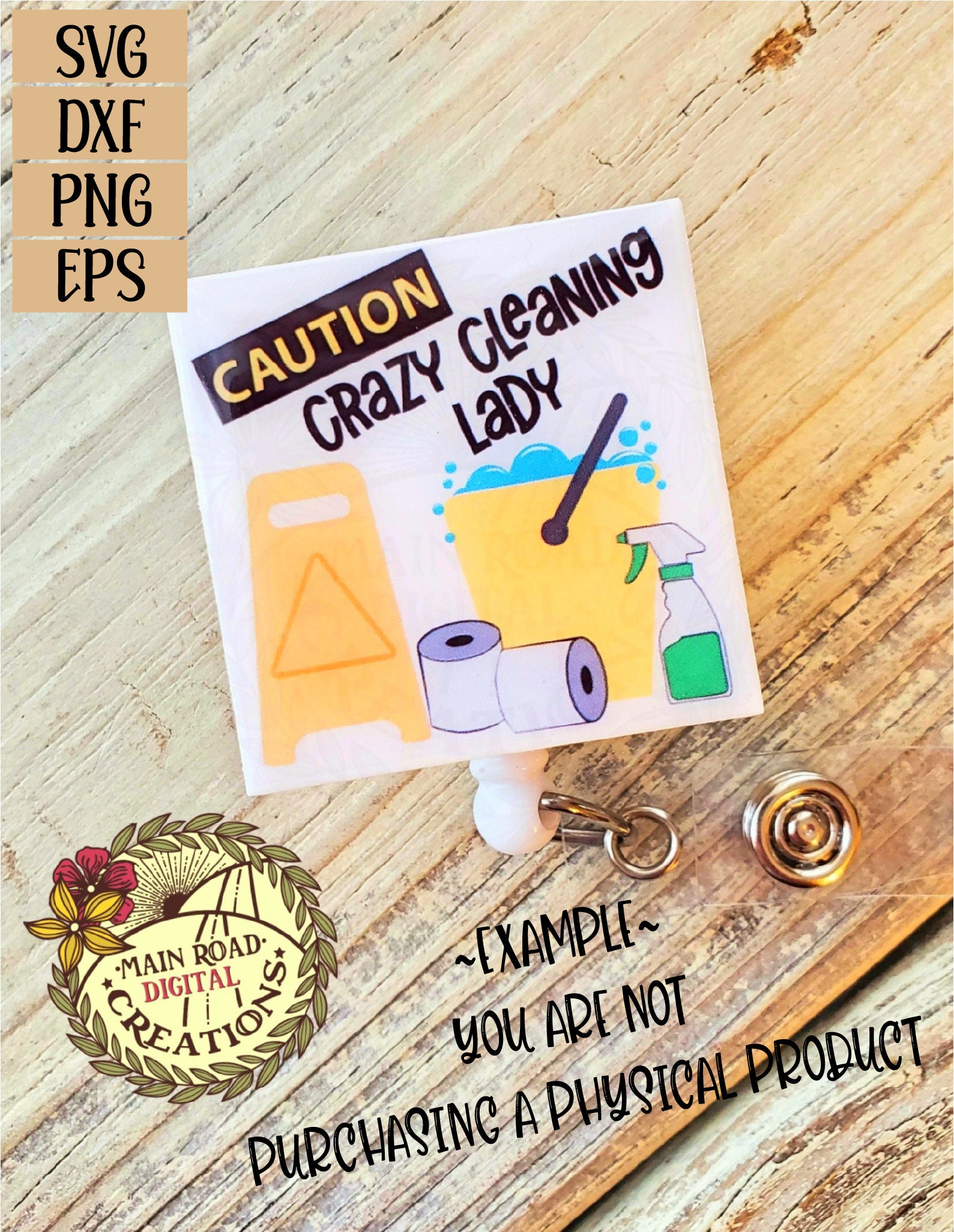 Housekeeping-janitor-custodian-crazy Cleaning Lady-badge Reel-svg ...