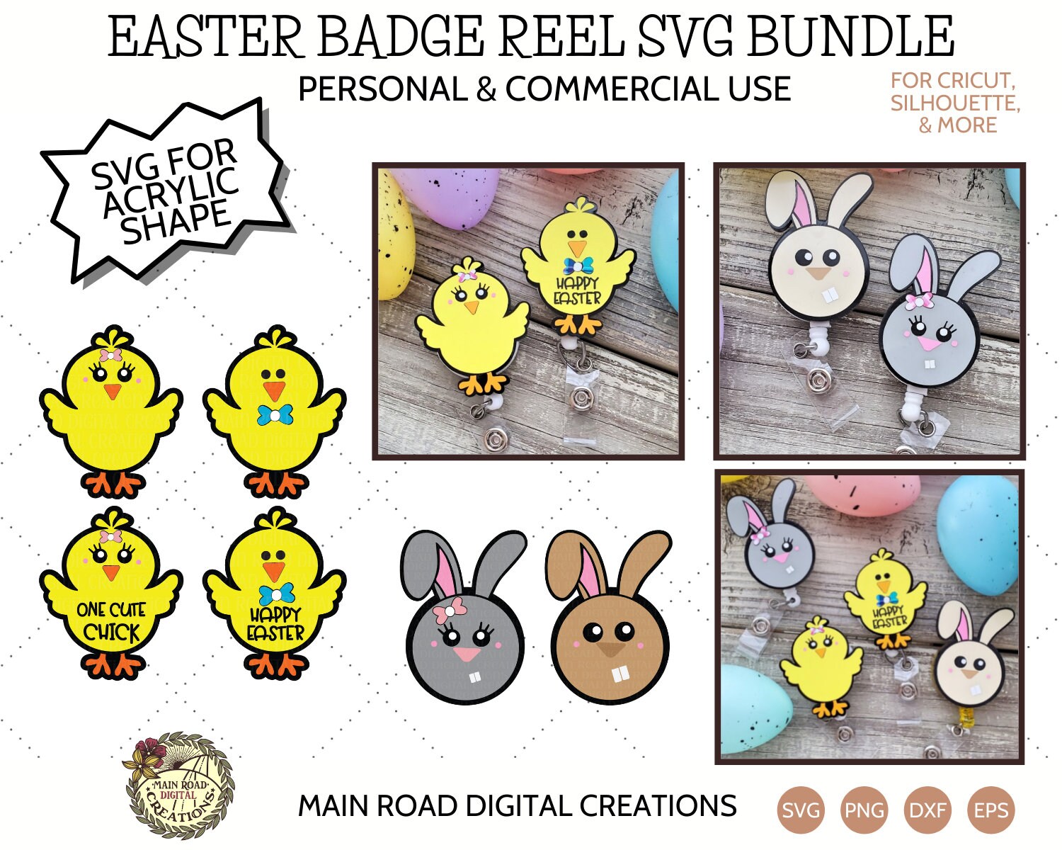 Acrylic Badge Reel Shape Svg-easter Badge Reel Bundle-easter Bunny ...