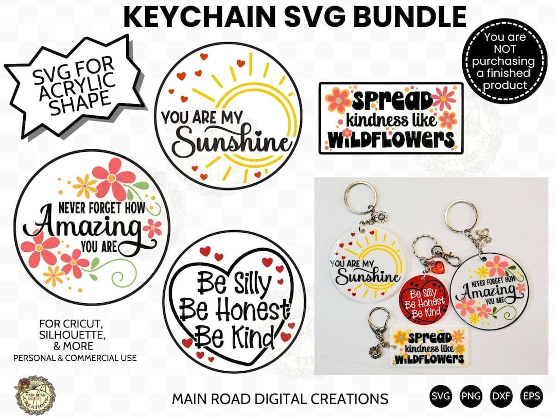 Keychain SVG Bundle-quotes for Keychains-round Keychain SVG Files-cut ...