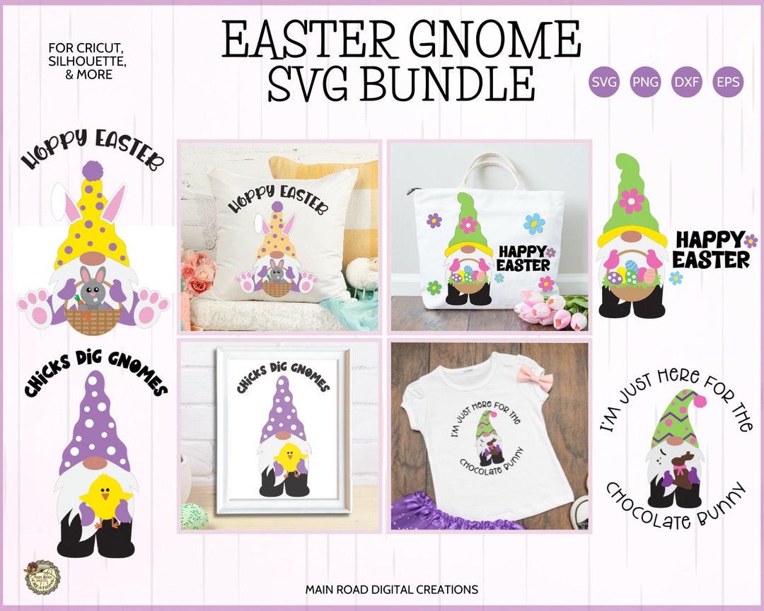 Easter Gnome SVG Bundle-4 Gnome Cut Files for Easter-happy Easter ...