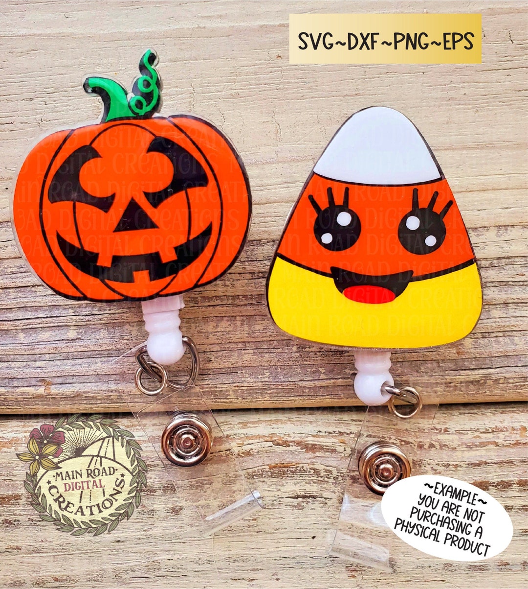 Acrylic Shape Badge Reel SVG Bundle-3 Designs-pumpkin and Candy Corn ...