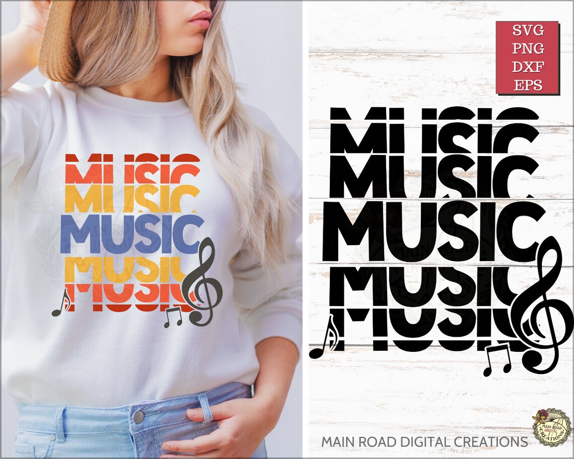 Music Svg-stacked Mirrored Cut File for Music Lovers-musical - Etsy